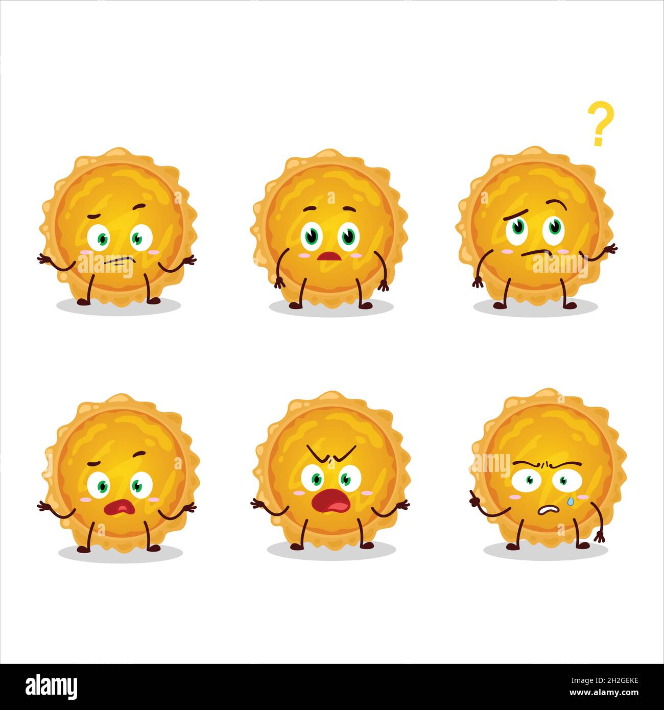 Cartoon character of egg tart with what expression. Vector illustration ...