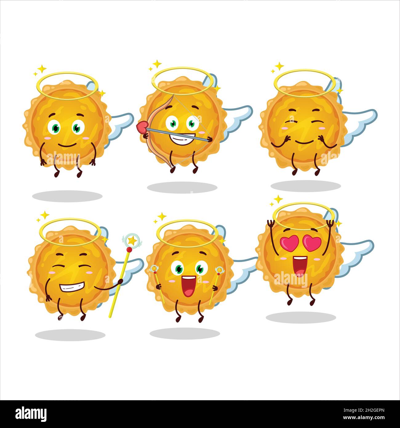 Egg tart cartoon designs as a cute angel character. Vector illustration ...