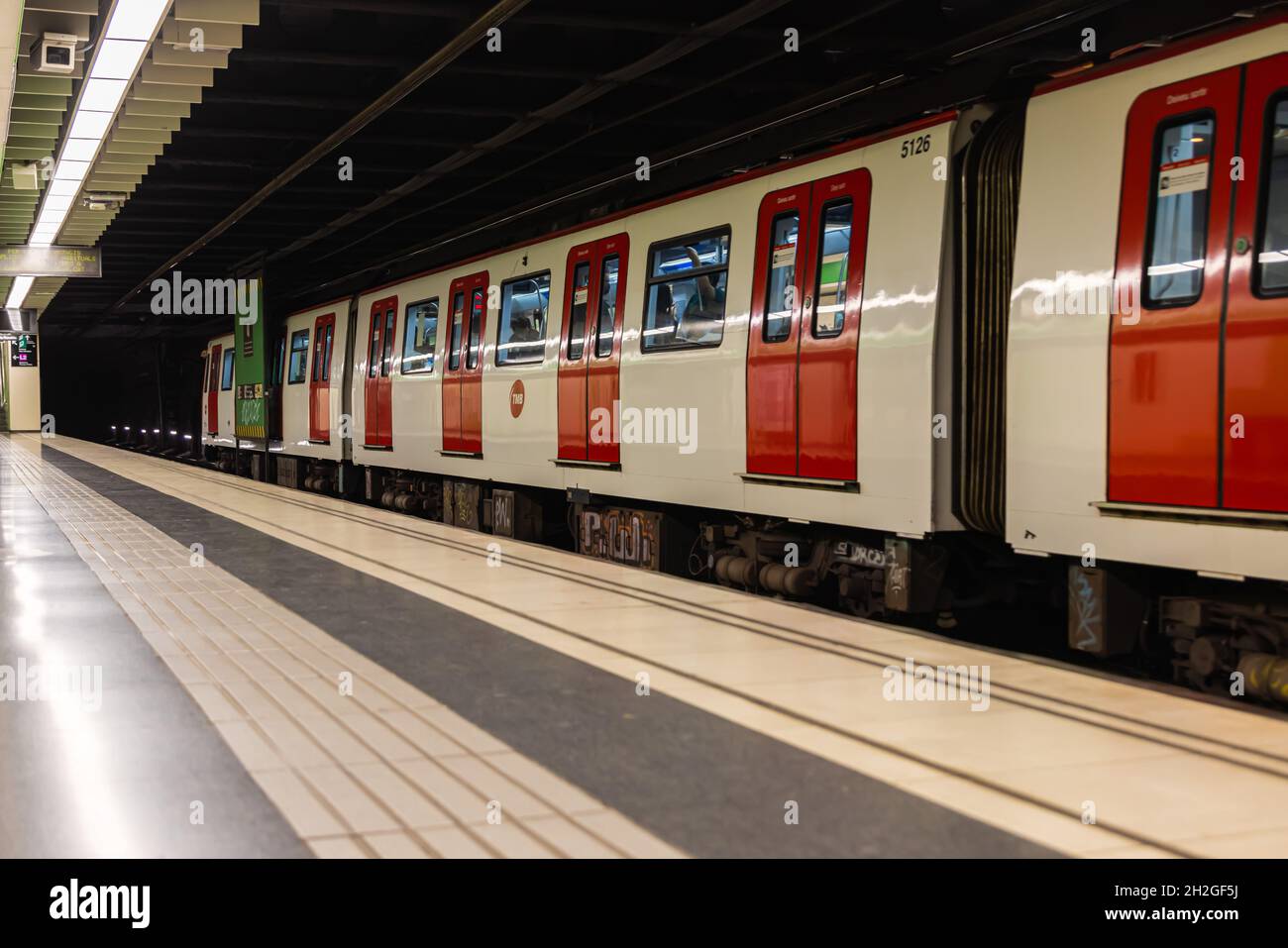 Barcelona, Spain -September 21, 2021: Metro station in the Spanish ...