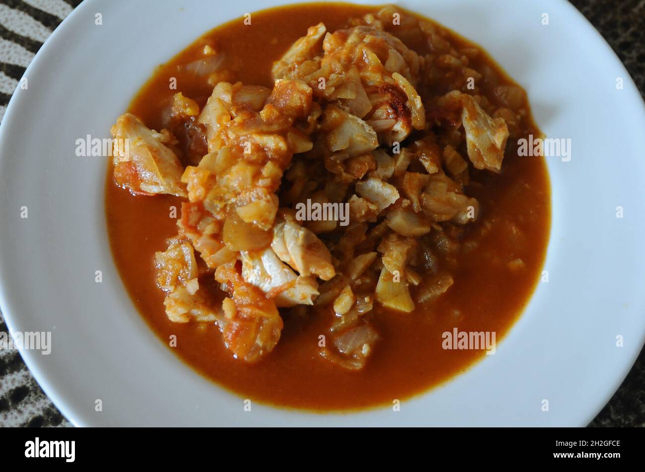 Kastrup/Copenhagen/Denmark./15 October 2021/Code fish dish cooked in ...