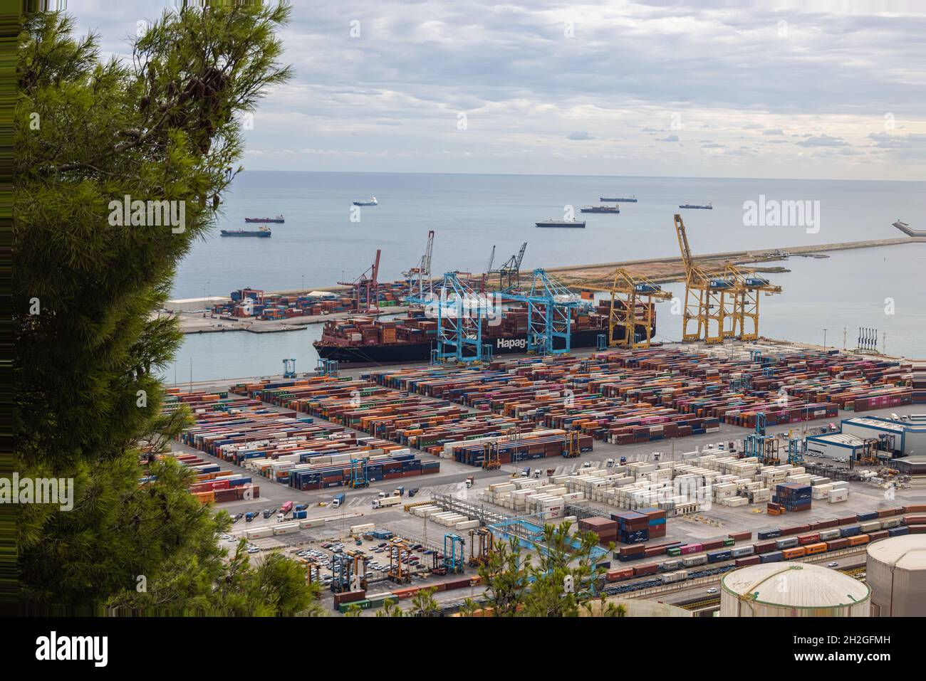 Barcelona, Spain -September 21, 2021: Container port of Barcelona ...