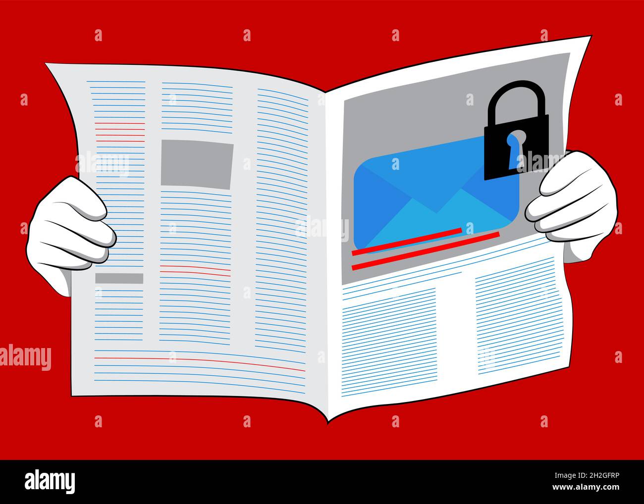 Business Newspaper with Sending encrypted E-Mail protection blue secure ... Business Newspaper with Sending encrypted E-Mail protection blue secure ...