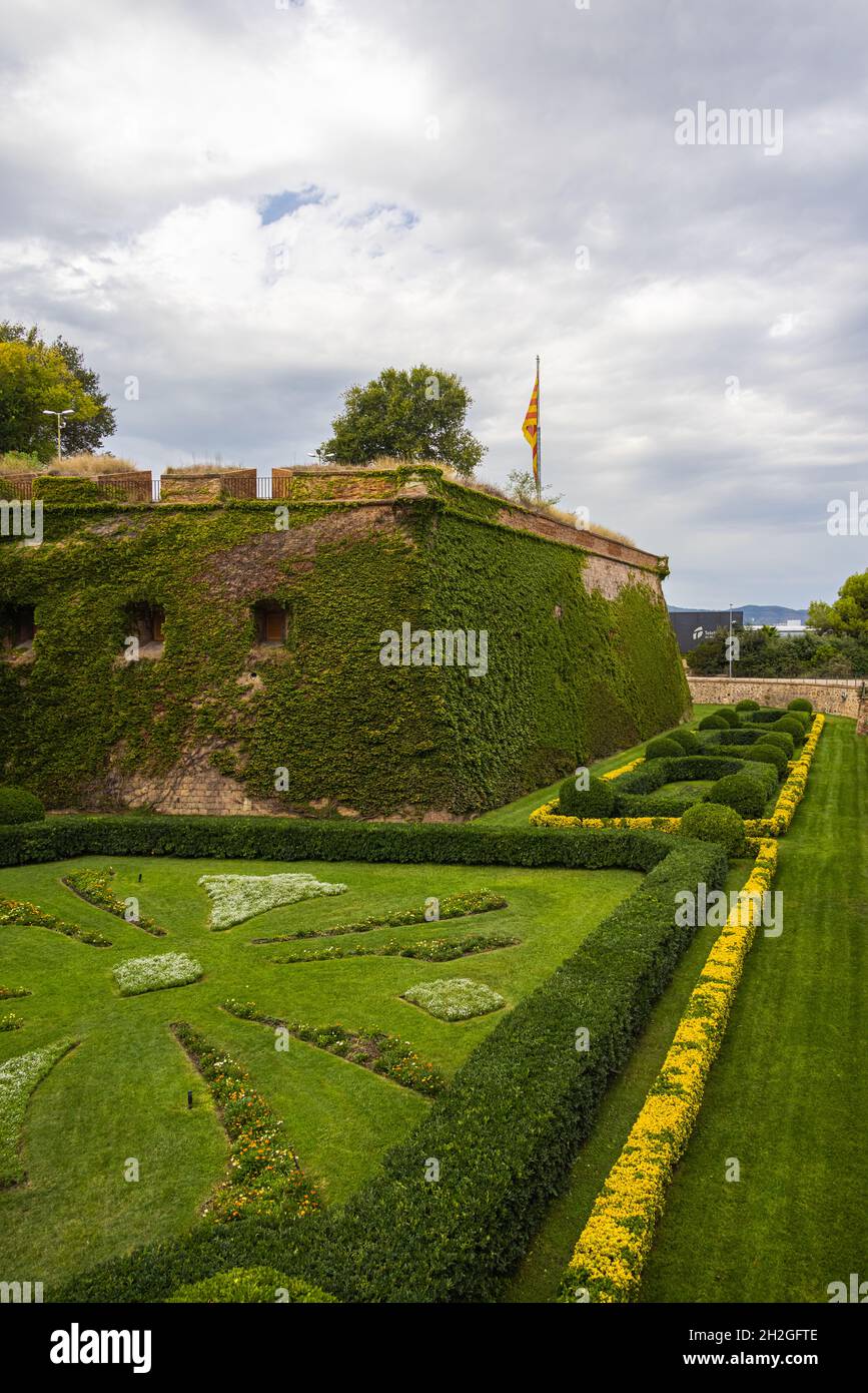 Barcelona, Spain - September 21, 2021: The Castell de Montjuic with the ...