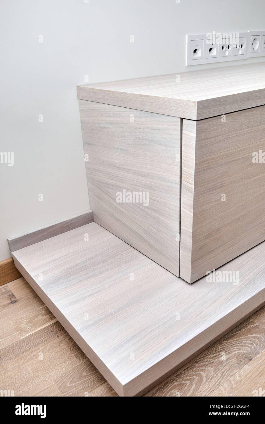 Elegant commode for TV set made of veneer and solid white oak lumber on ...