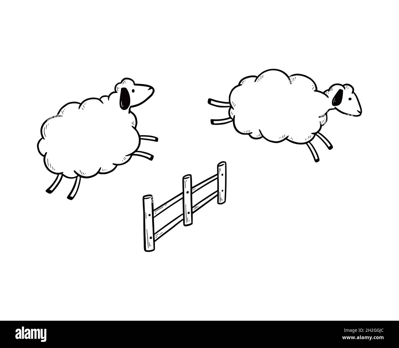 Hand drawn cute jump sheep. Doodle sketch style. Concept of sleep time ... Hand drawn cute jump sheep. Doodle sketch style. Concept of sleep time ...