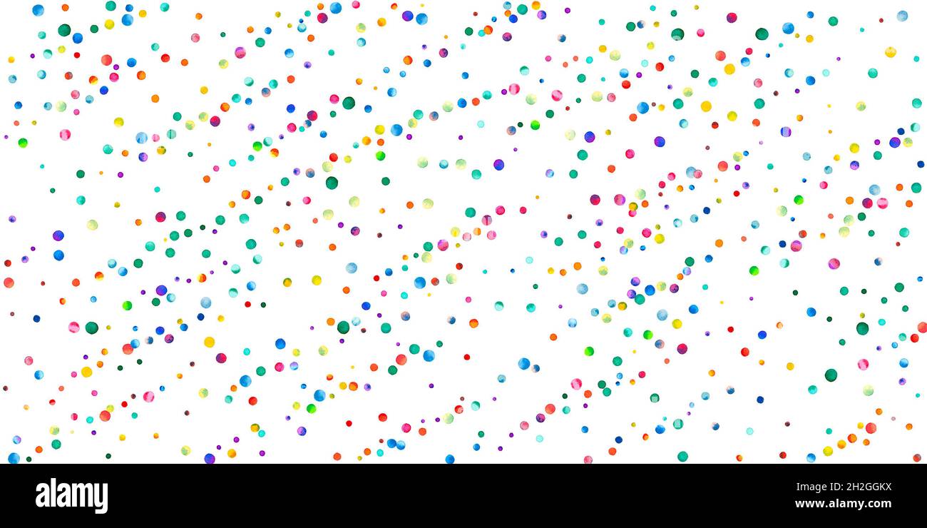 Watercolor confetti on white background. Adorable rainbow colored dots ...