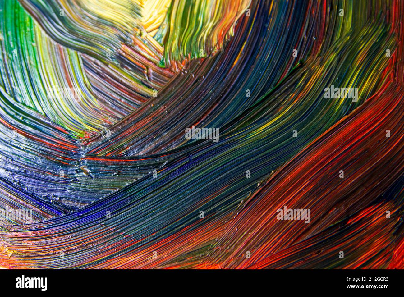 Selective focus of paint strokes. Abstract colorful background. Close ...