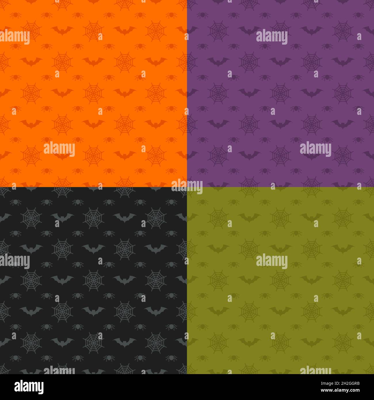 Halloween seamless patterns set. Color background with icons Stock ...