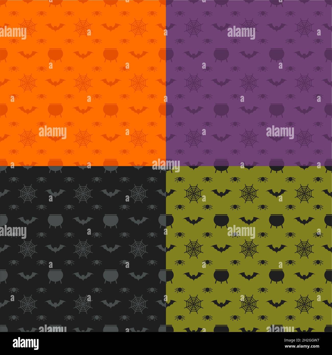 Halloween seamless patterns set. Color background with icons Stock ...