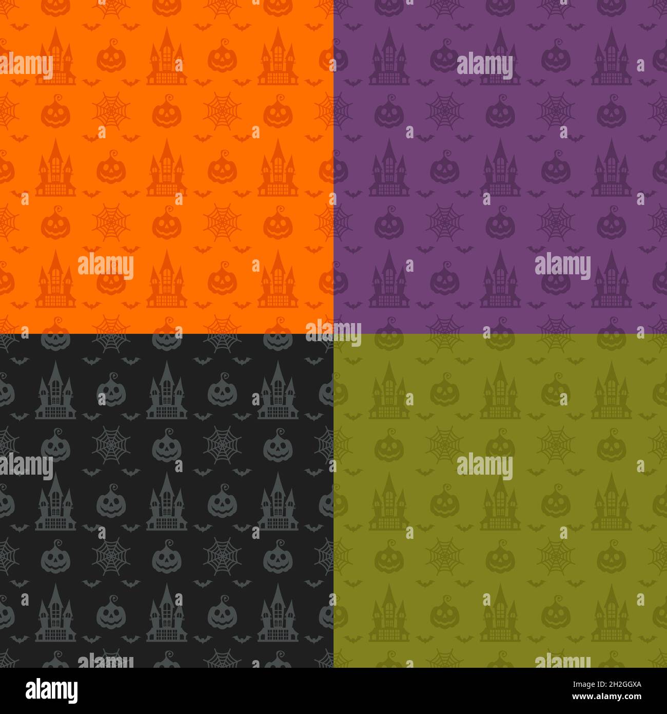 Halloween seamless patterns set. Color background with icons Stock ...