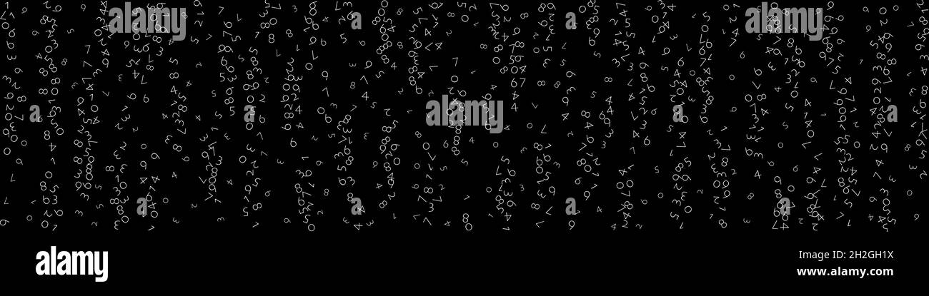 Falling numbers, big data concept. Binary white disorderly flying ...