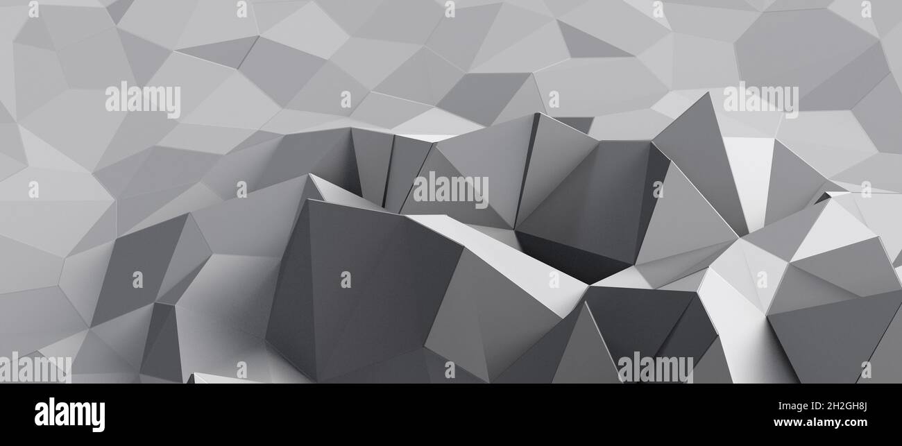 Rendering of silver polygon wall Stock Photo - Alamy