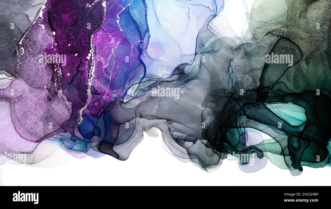 Modern fluid art. Abstract colorful Alcohol ink translucent. Luxurious ...