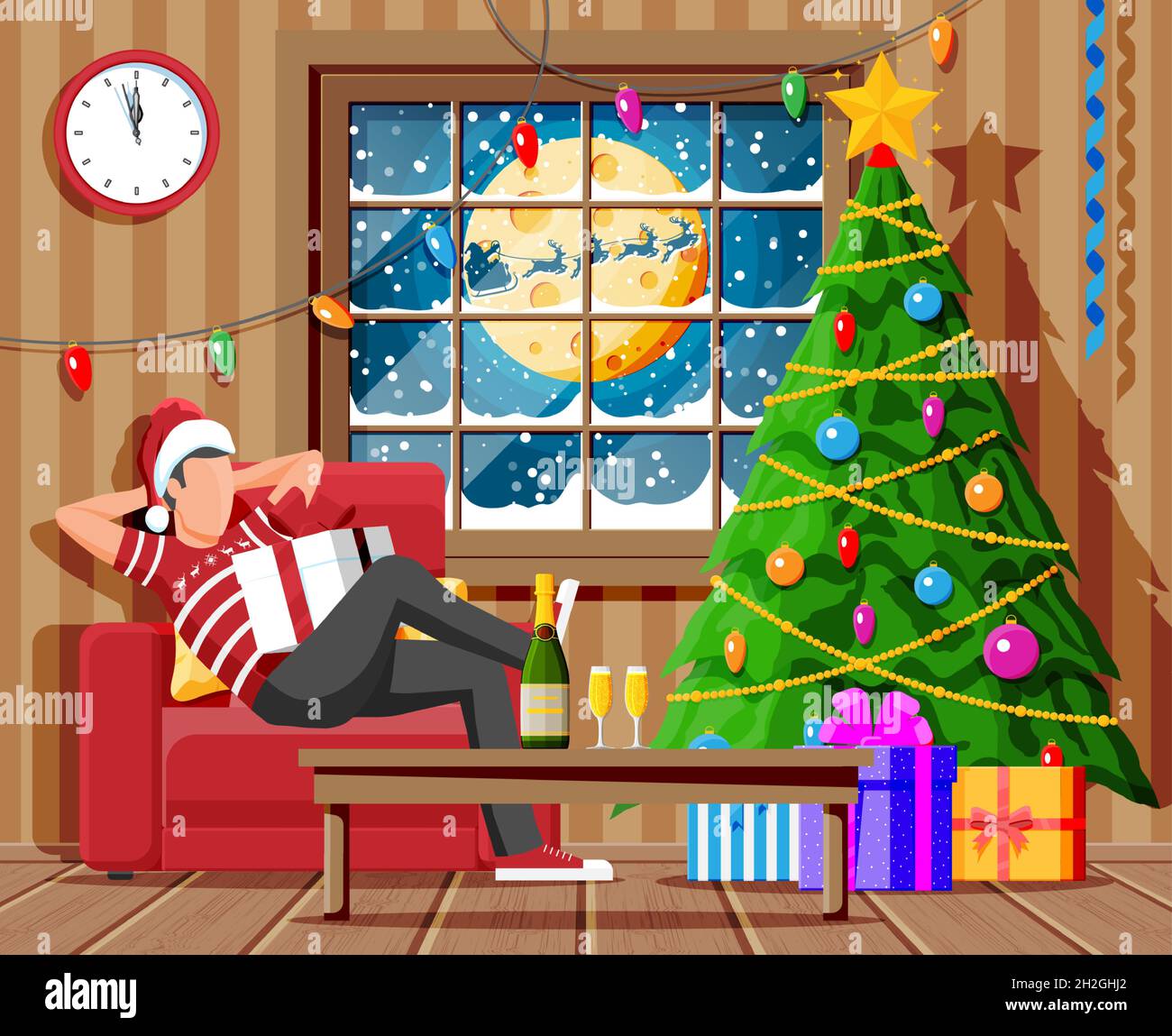 Man night interior room Stock Vector Images - Alamy