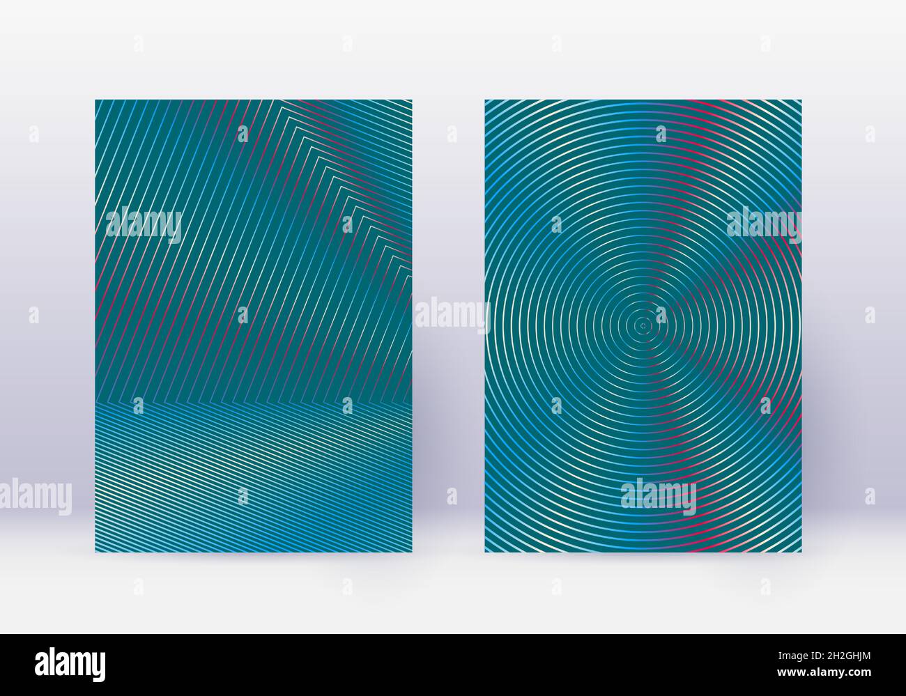 Cover design template set. Abstract lines modern brochure layout. Red ...