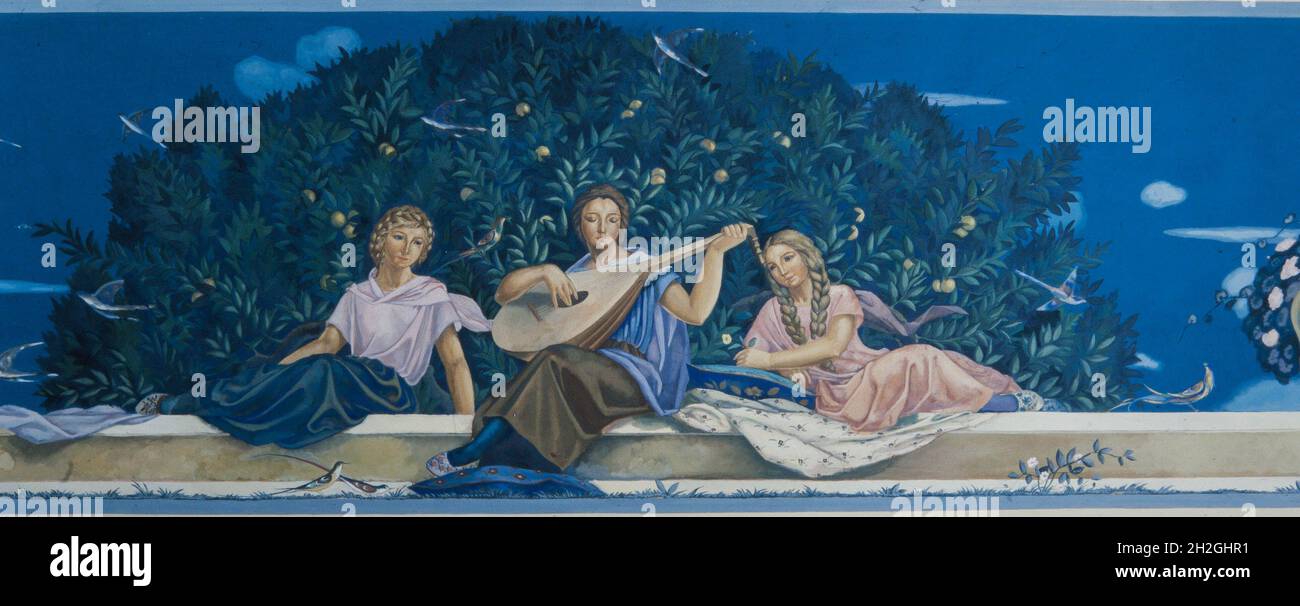 Josep Obiols i Palau / Pintura mural de la Sala de Música de la casa ...