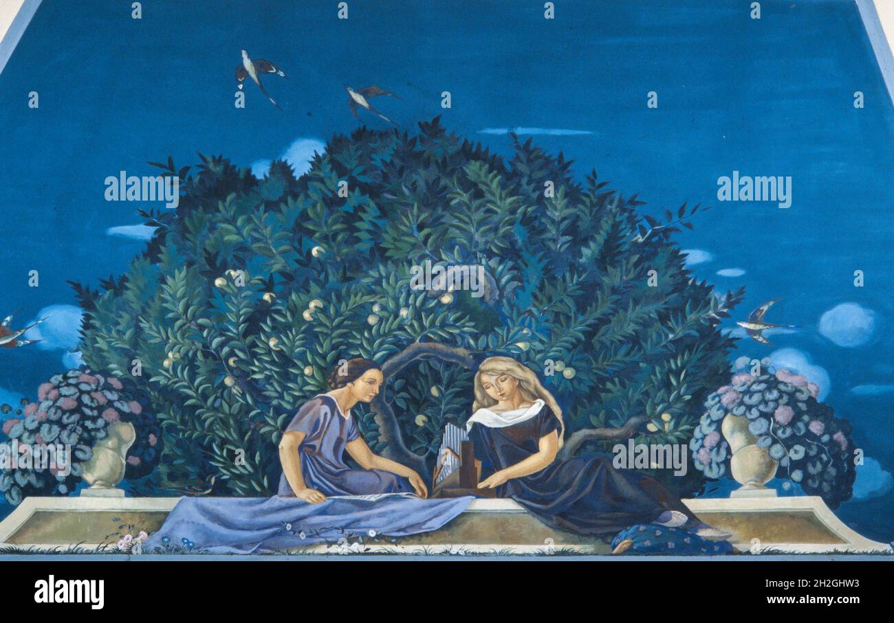 Josep Obiols i Palau / Pintura mural de la Sala de Música de la casa ...