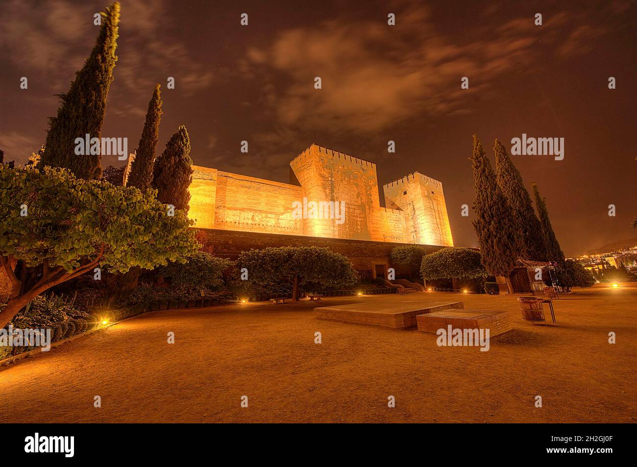 The Alhambra of Granada. Nazari monumental complex Stock Photo - Alamy