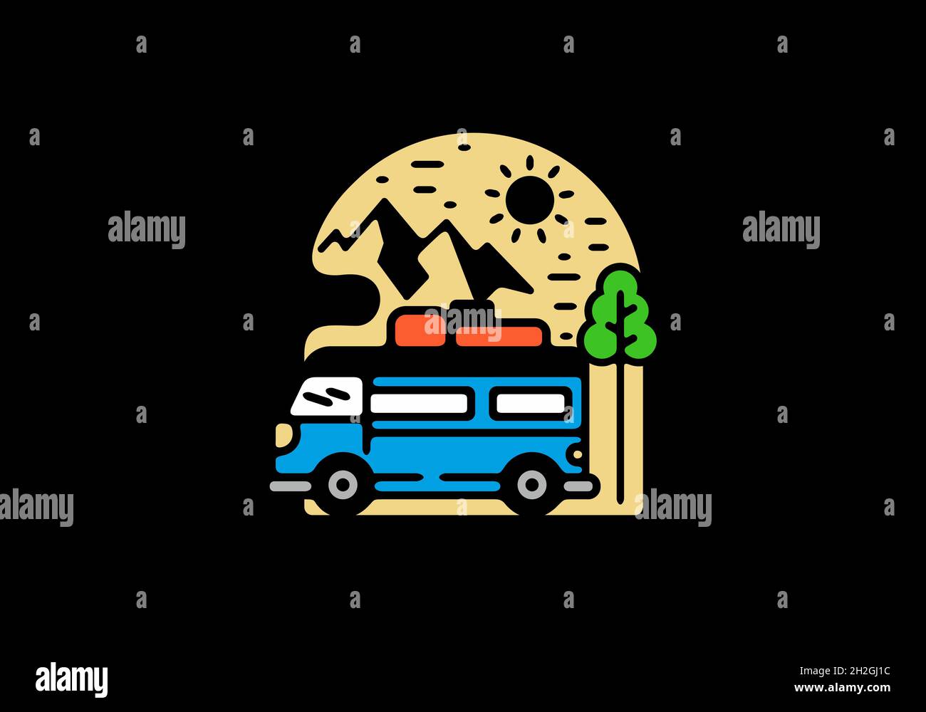 Line art illustration of campervan design Stock Vector Image & Art - Alamy