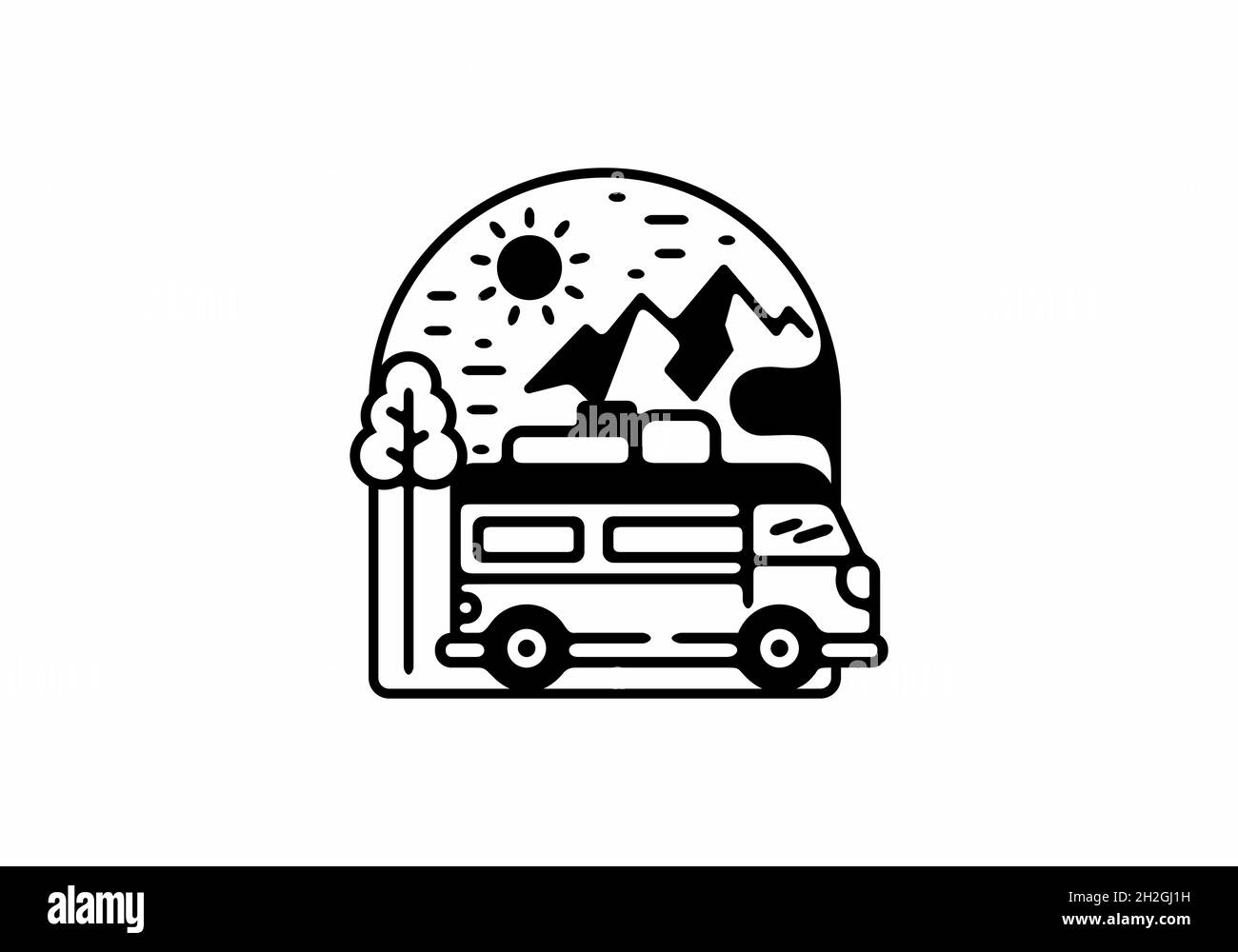 Line art illustration of campervan design Stock Vector Image & Art - Alamy