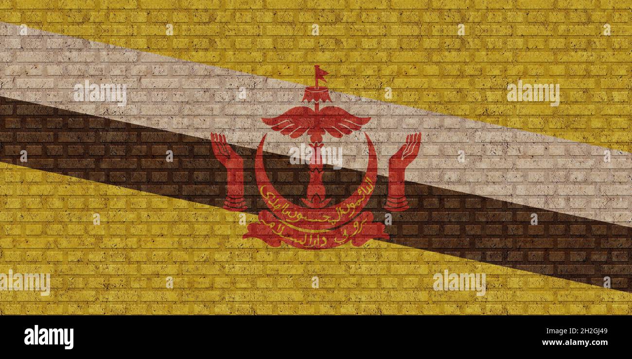 3D Flag of Brunei on a old brick wall background Stock Photo - Alamy