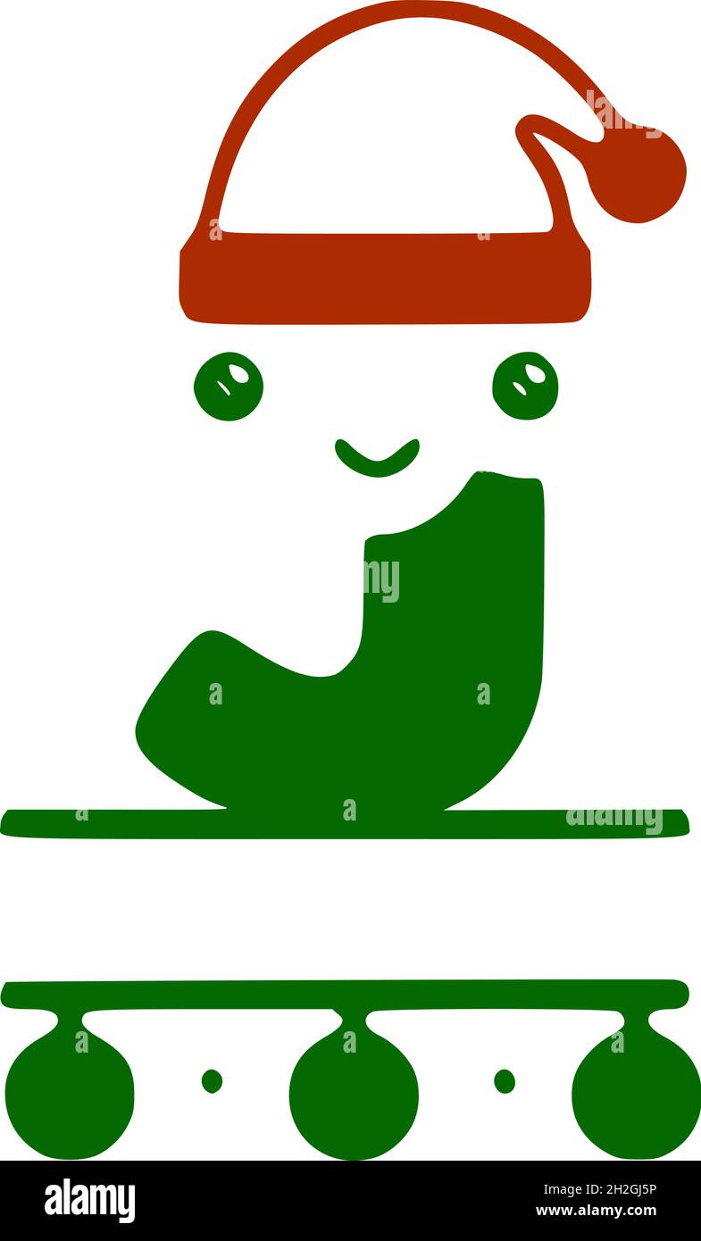 Letter j cute Christmas character, name monogram design, Christmas or ...