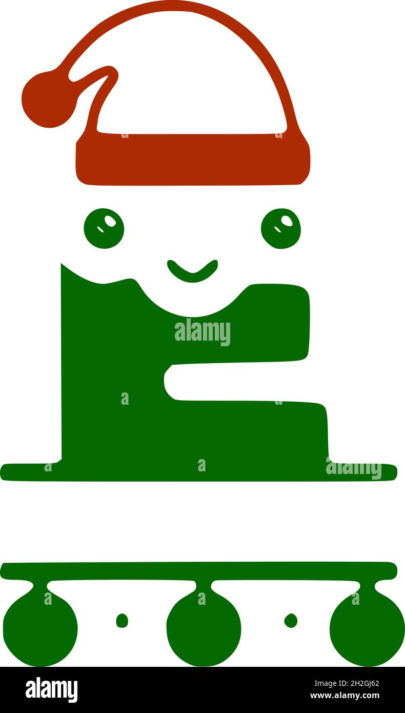 Letter e cute Christmas character, name monogram design, Christmas or ...