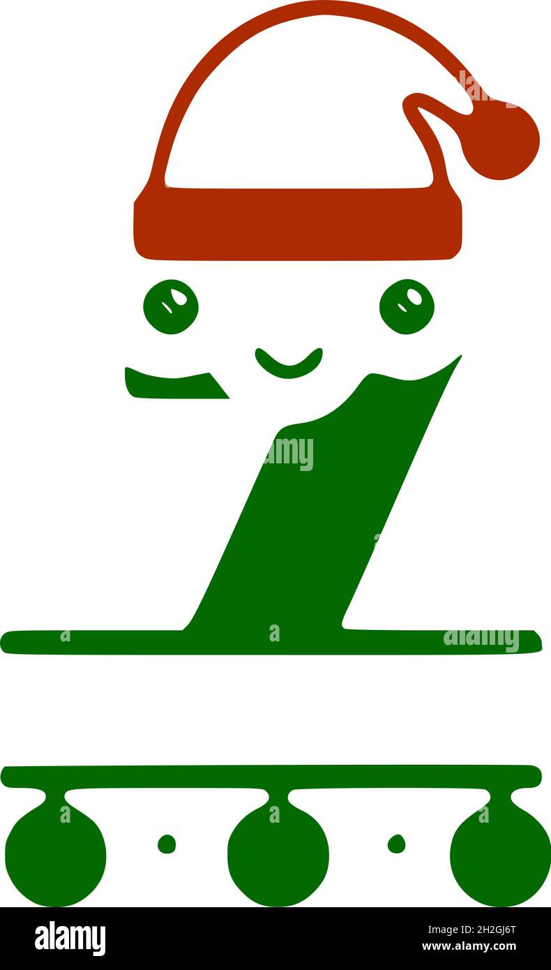 Number 7 cute Christmas character, name monogram design, Christmas or ...