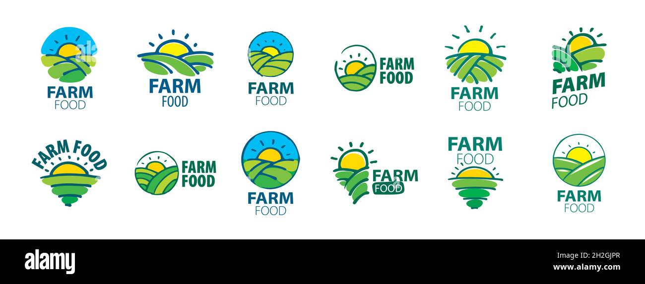 A set of vector Farm food logos on a white background Stock Vector ...