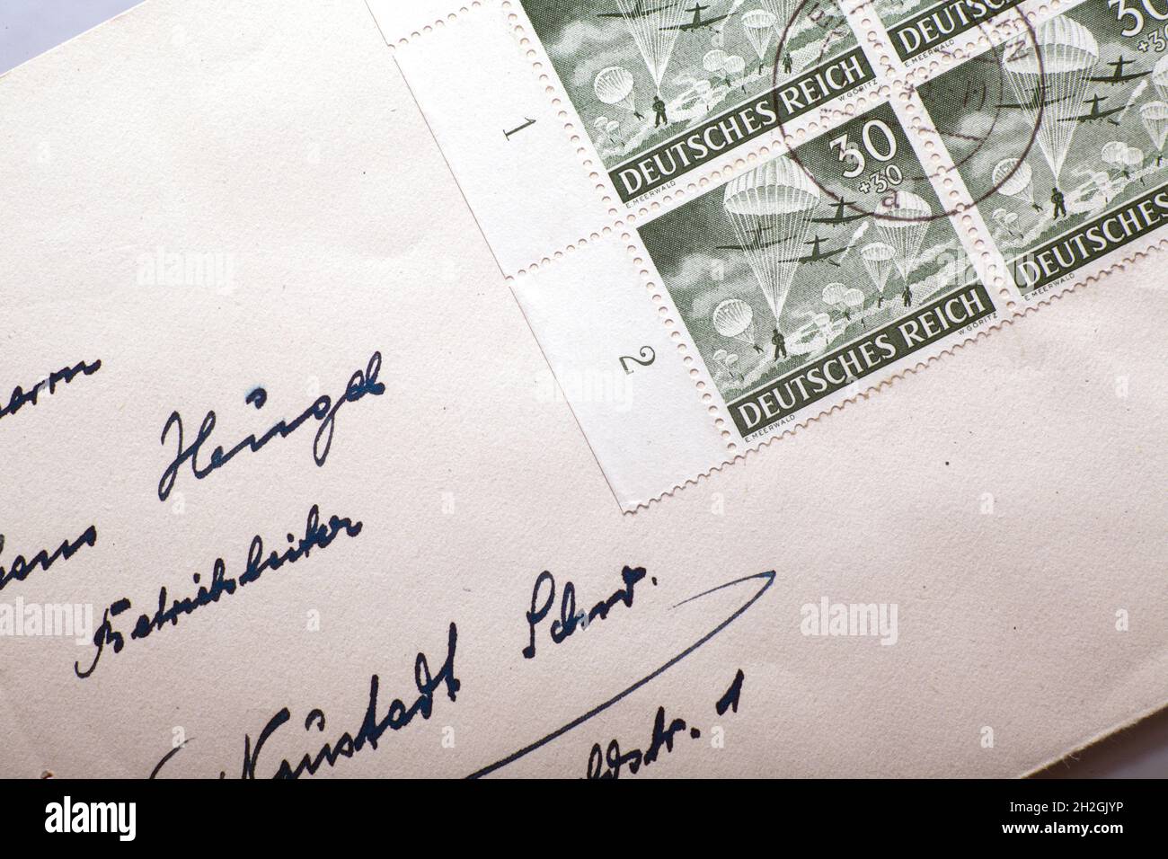 historical field mail letters with postage stamp and address Stock ...