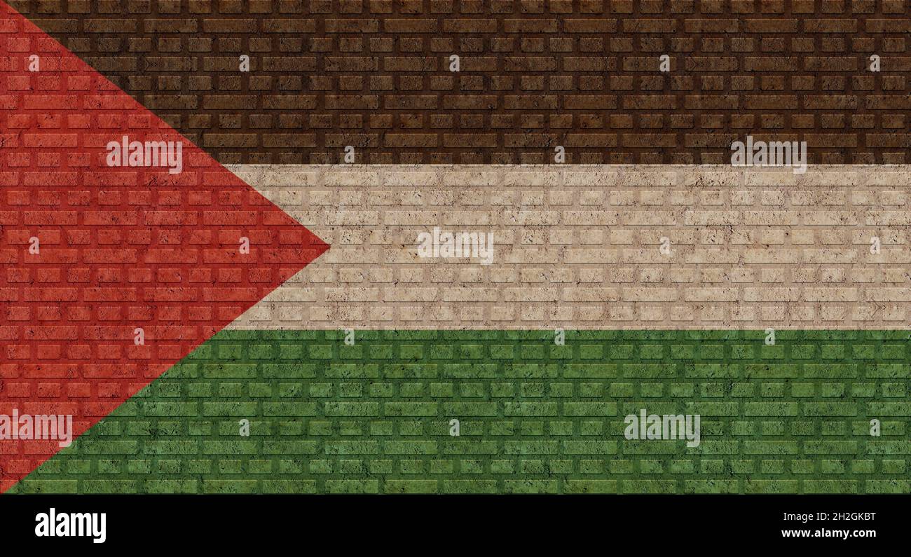 3D Flag of Palestine on a old brick wall background Stock Photo - Alamy