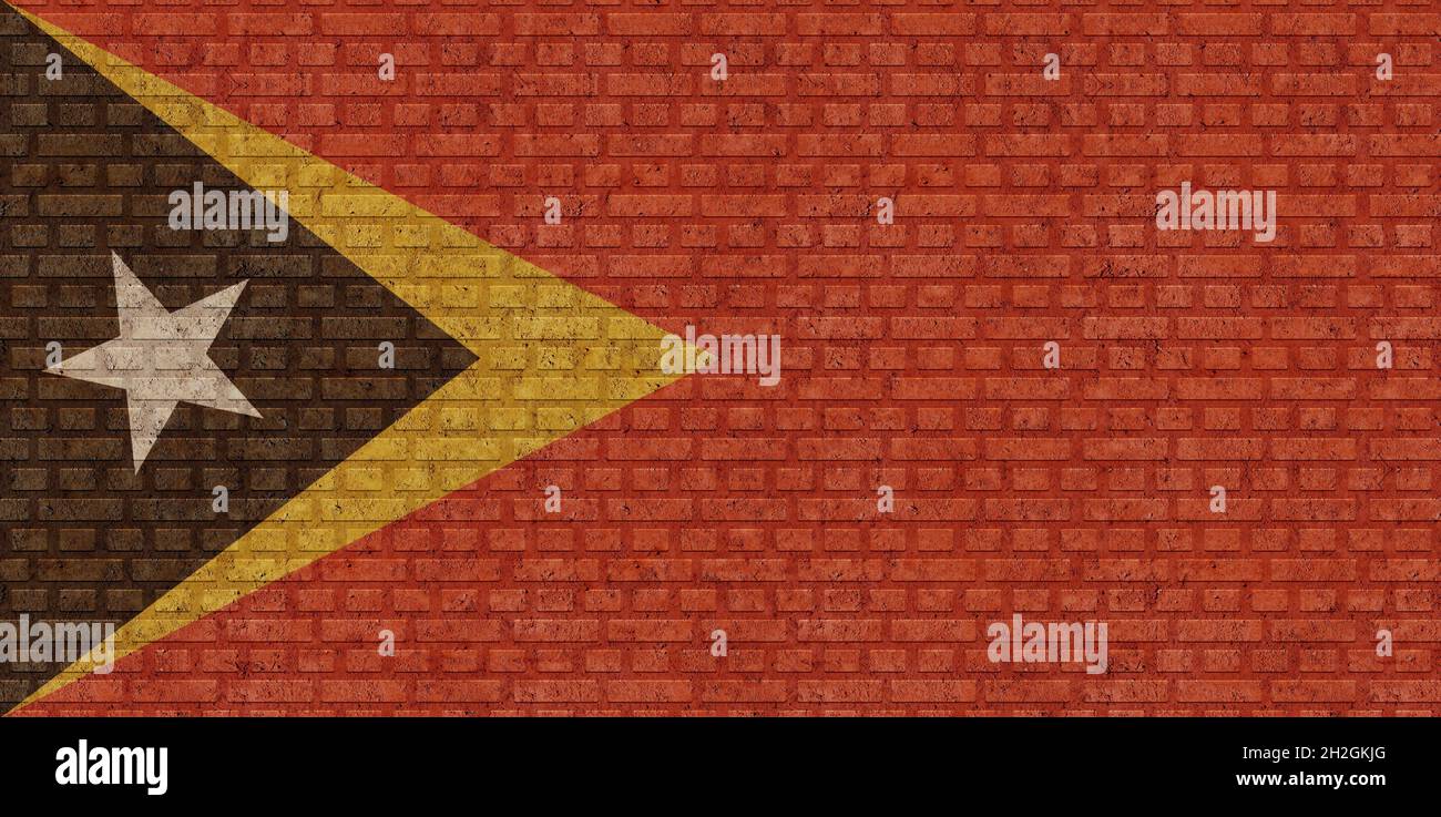 3D Flag of East Timor on a old brick wall background Stock Photo - Alamy