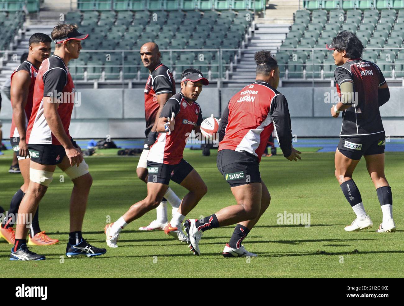 Players for Japan's national rugby team train at Showa Denko Dome in ...