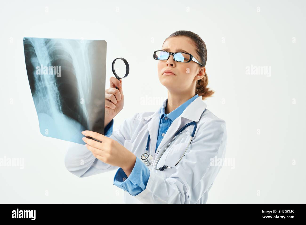 nurse diagnostics patient scan isolated background Stock Photo - Alamy