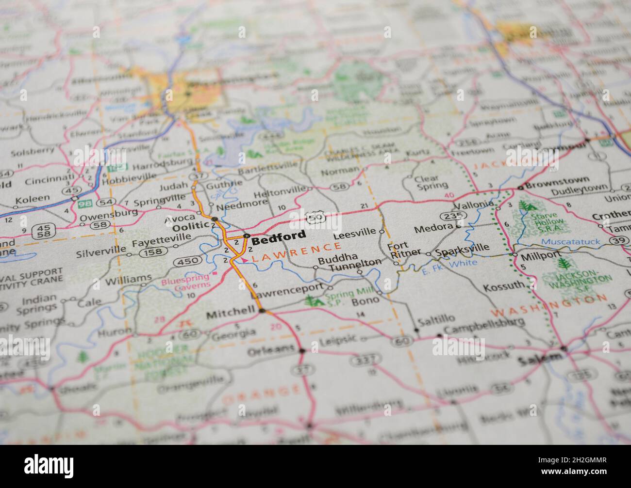 Map of city of Bedford, IN Stock Photo - Alamy