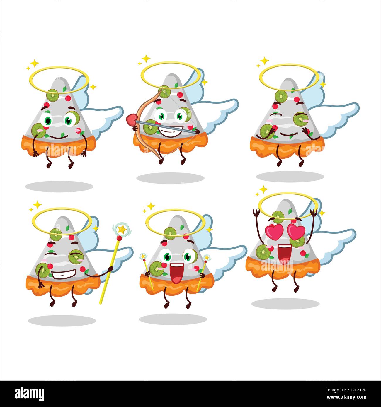 Slice of fruit tart cartoon designs as a cute angel character. Vector ...