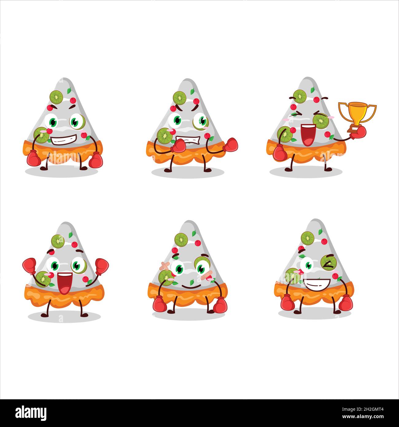 A sporty slice of fruit tart boxing athlete cartoon mascot design ...