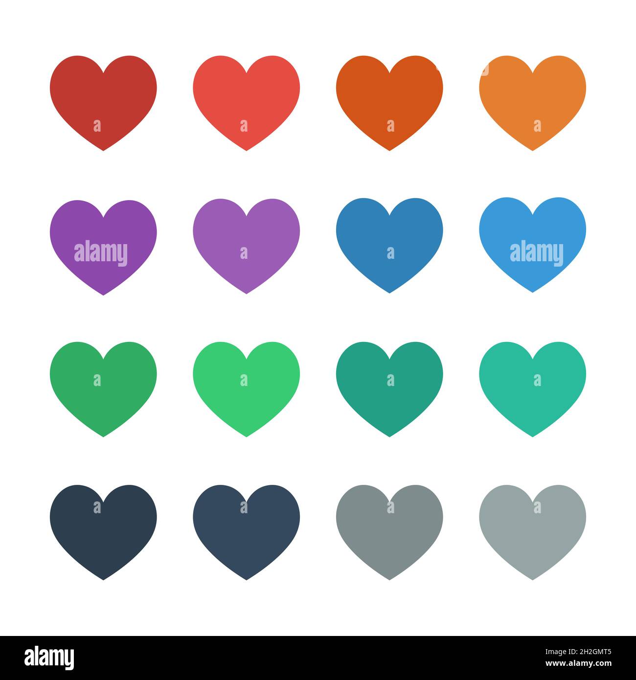 Heart icons full in flat UI colors vector illustration set Stock Vector ...