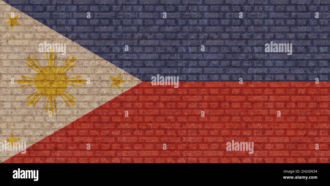 3D Flag of Philippines on a old brick wall background Stock Photo - Alamy