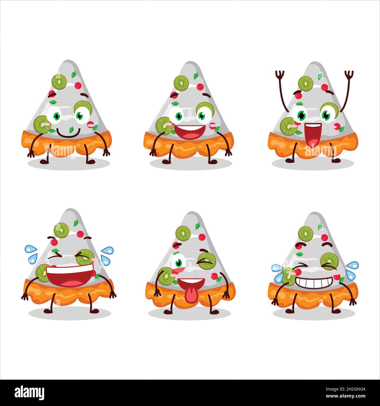 Cartoon character of slice of fruit tart with smile expression. Vector ...