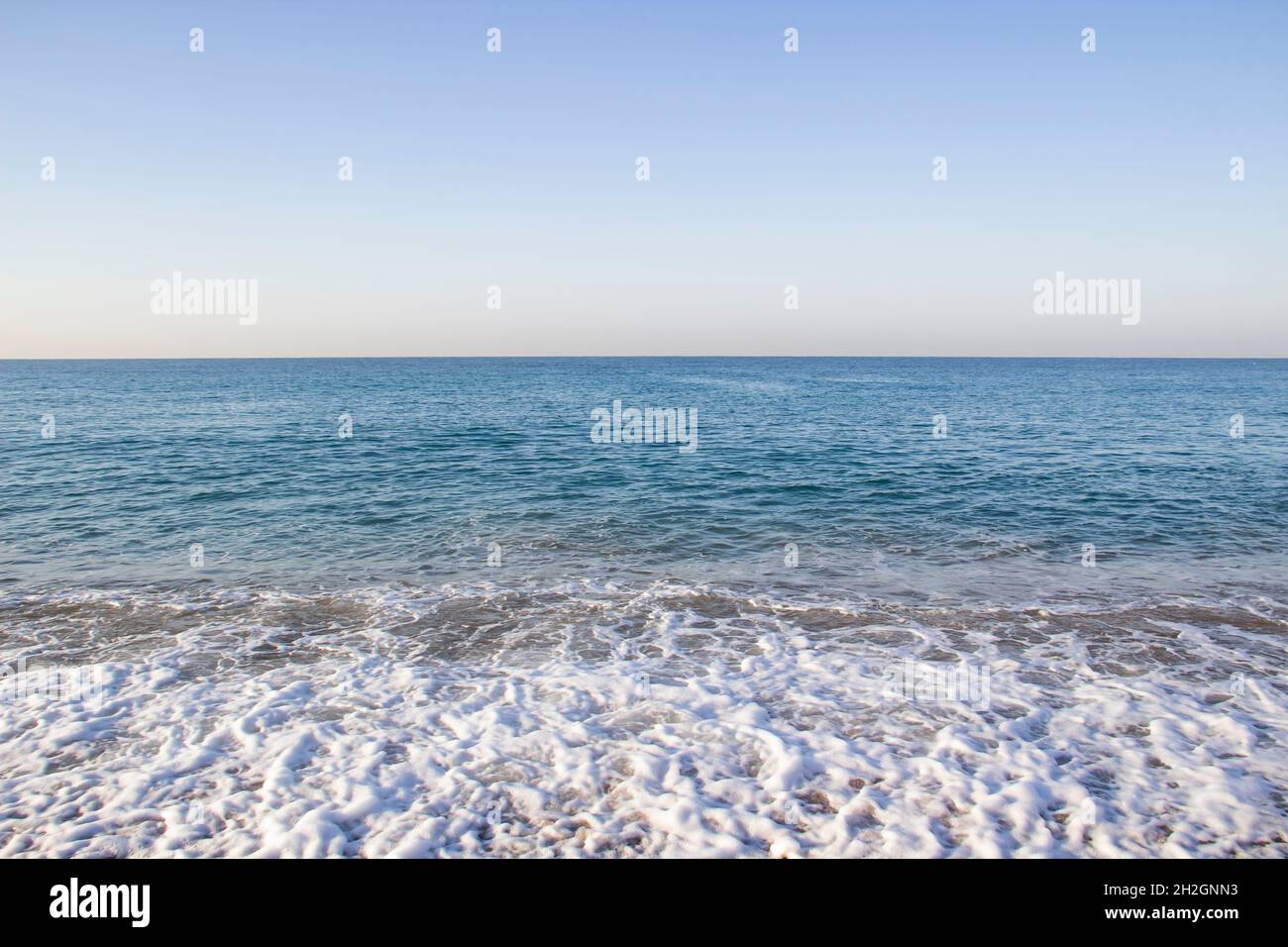 Beautiful seascape with sea waves and sand. Sea waves on the beach ...