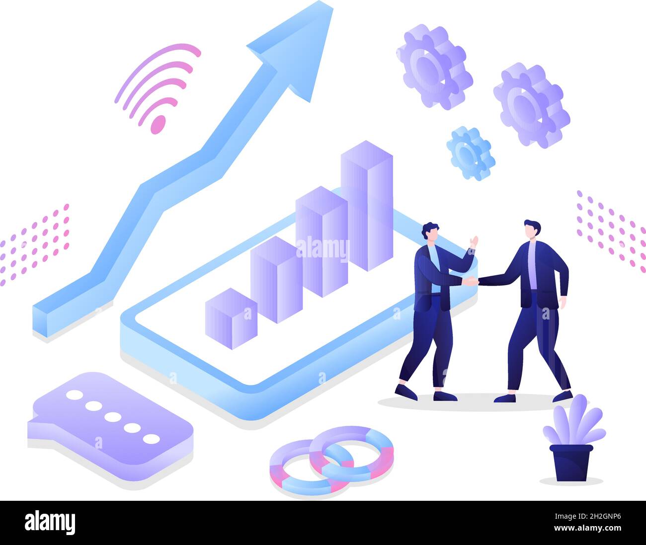 B2B or Business to Business Marketing Vector Illustration. Businessmen ...