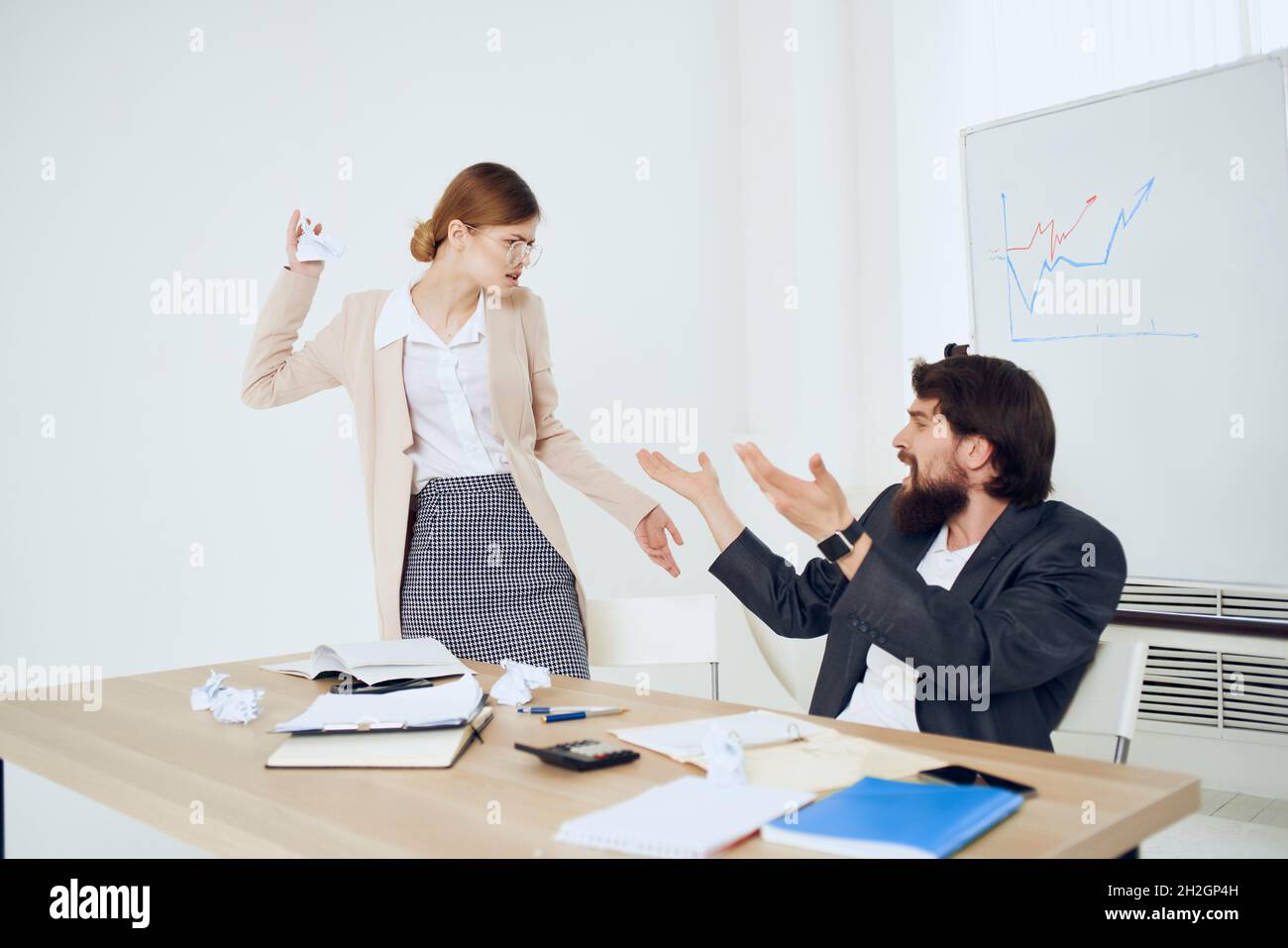 boss shouting at woman office dissatisfaction business work emotions ...