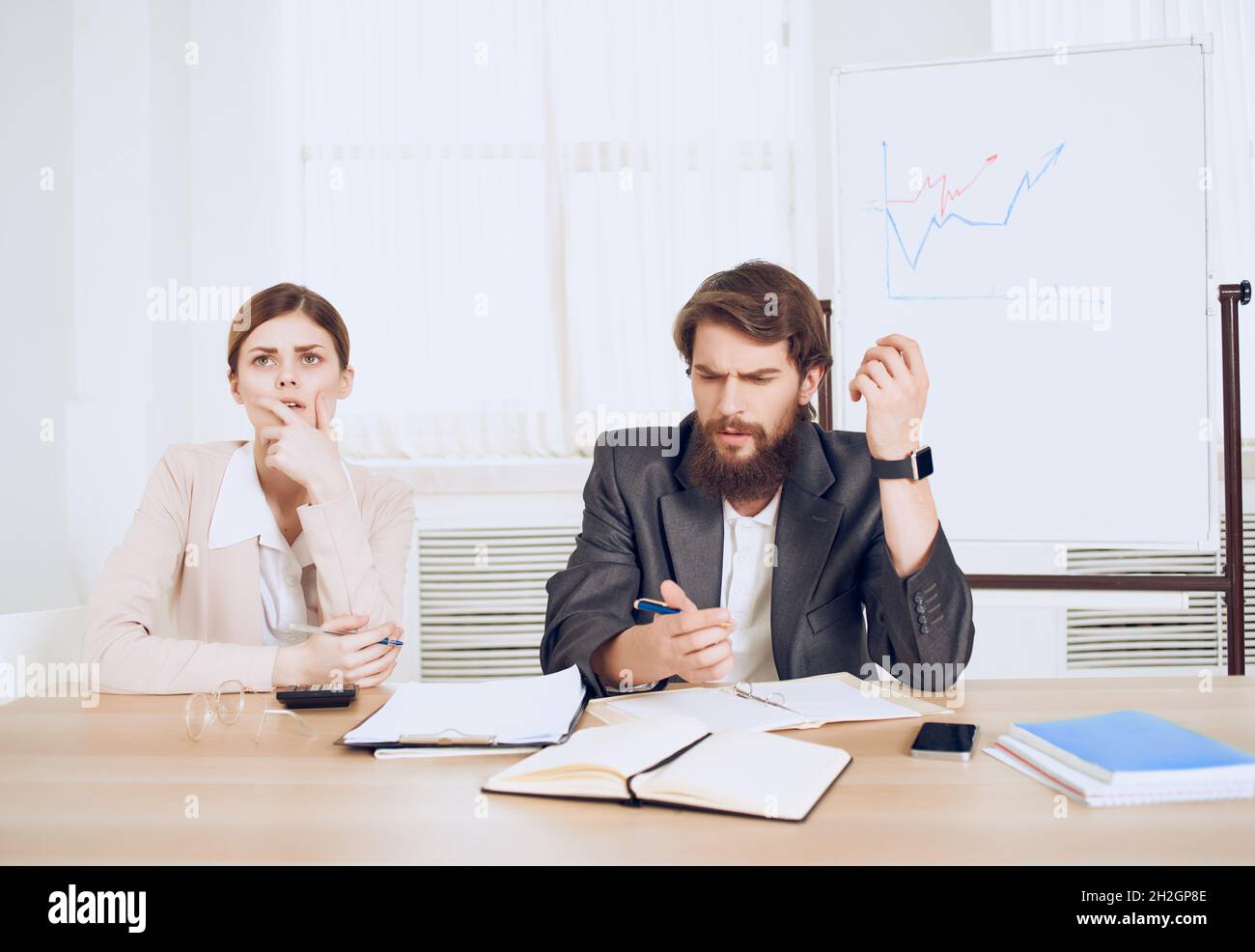 work colleagues desktop office communication officials Stock Photo - Alamy