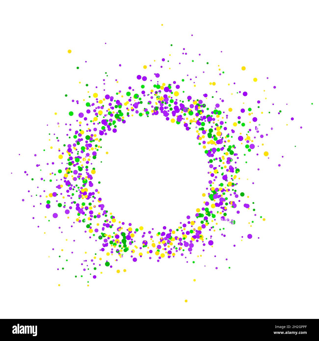 Round pattern of beautiful geometric yellow, green, purple confetti on ...