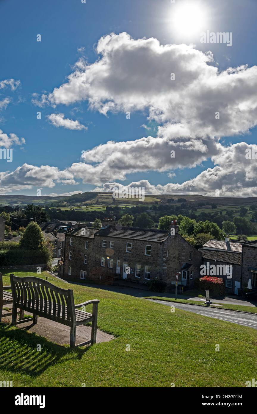 Reeth, a popular village with visitors, overlooks upper Swaledale in ...