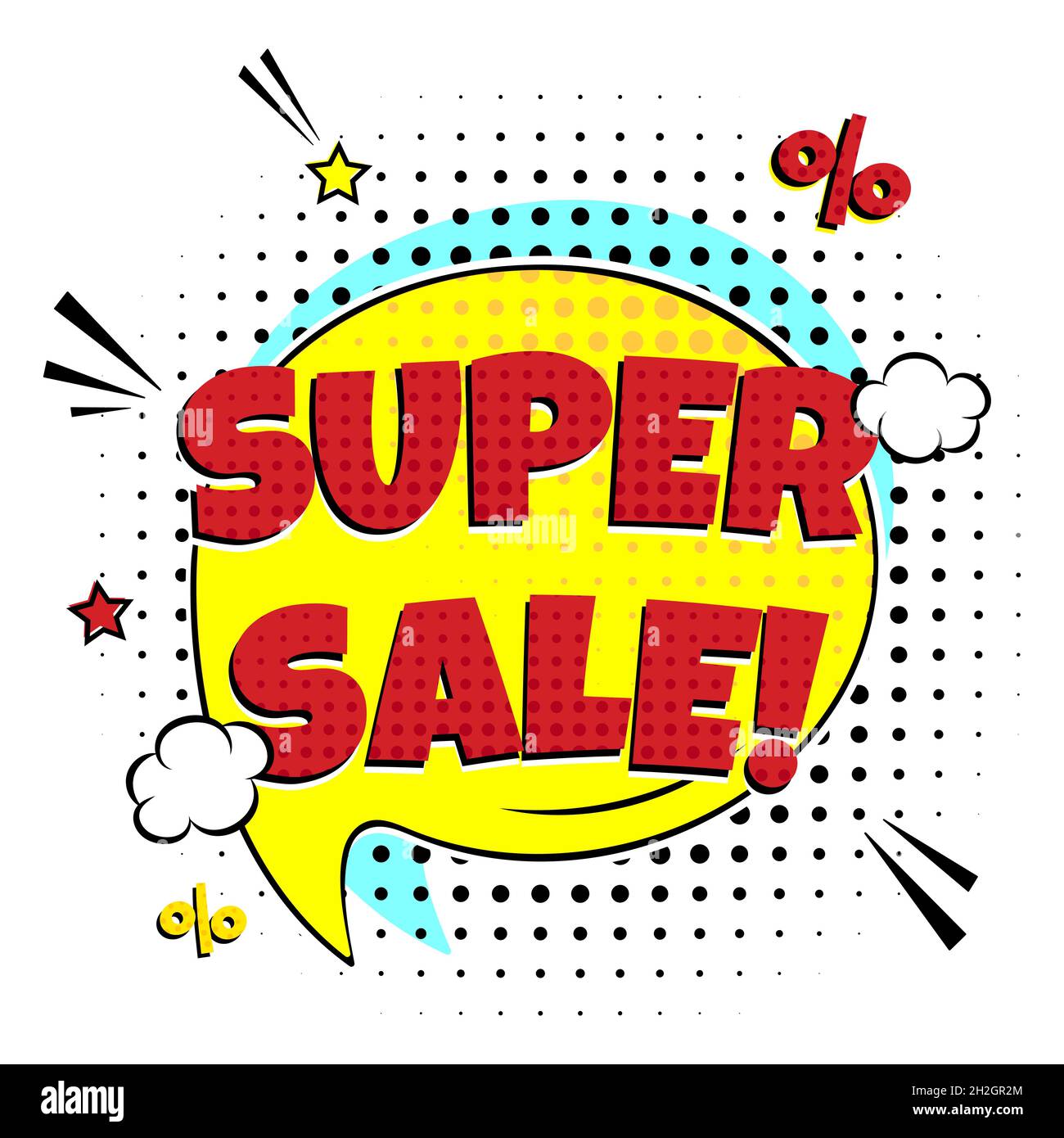 Special offer banner with comic lettering SUPER SALE Stock Vector Image ...