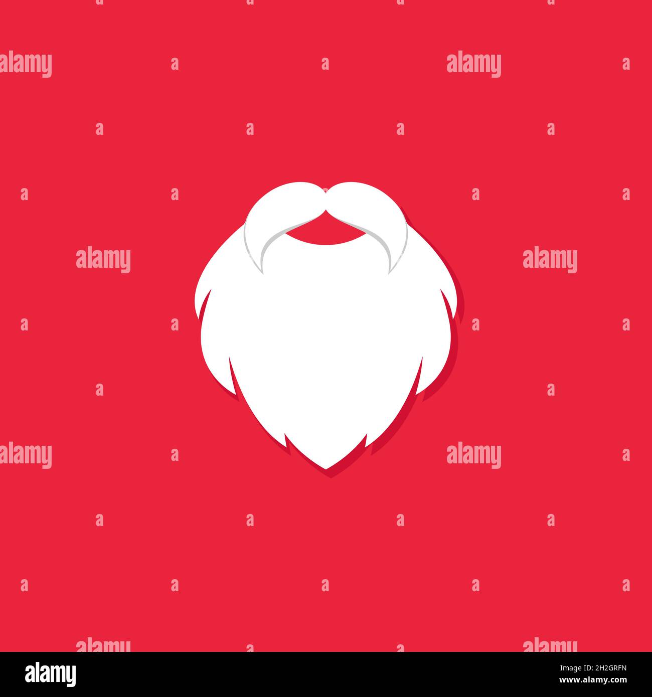 Santa claus beard isolated on red background. Label for party or ...
