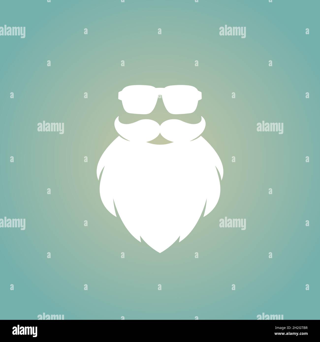 Secret Santa poster. Claus face silhouette with beard and hipster sun ...