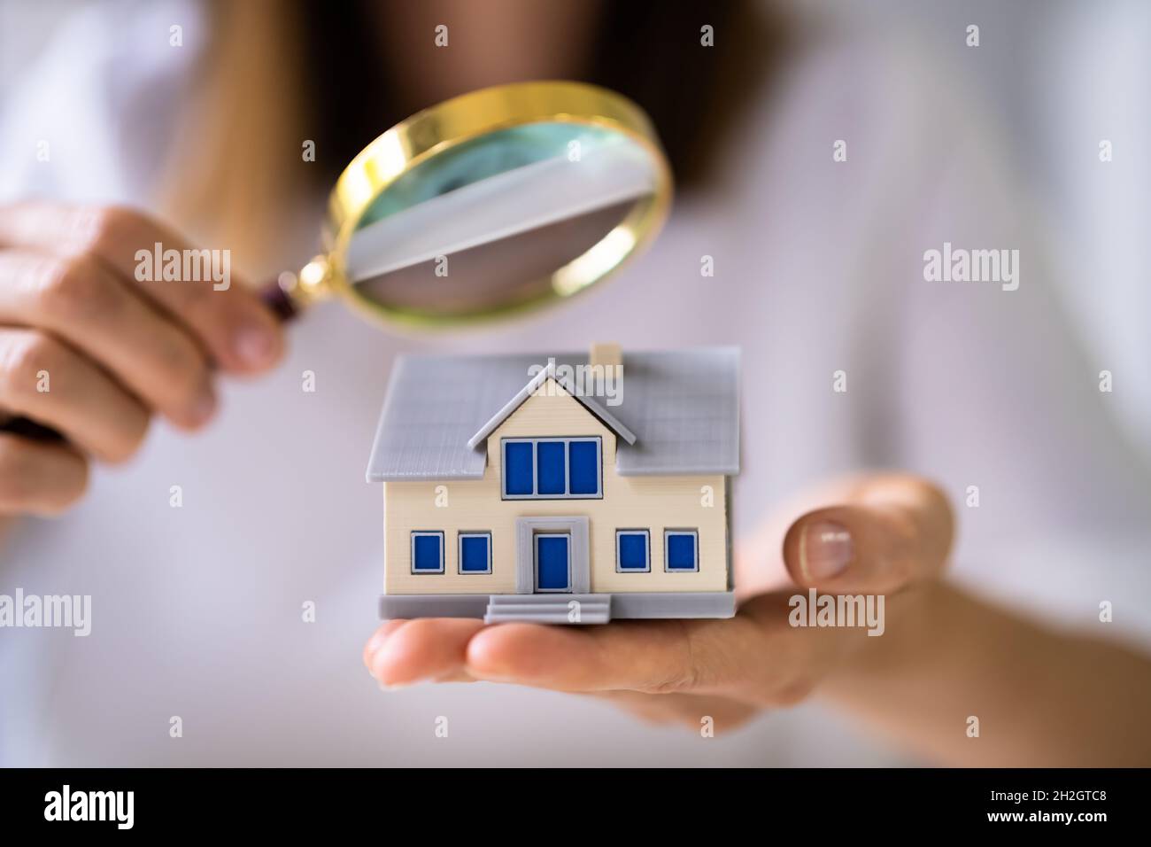 Real Estate House Inspection Before Purchase. Inspector Using Magnifier ...